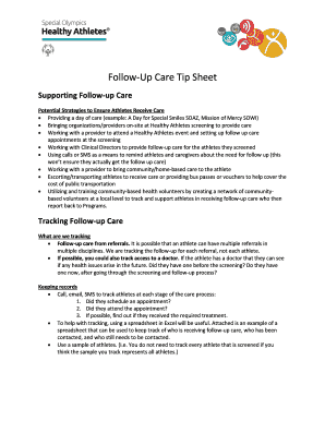 Fillable Online media specialolympics Follow-Up Care Tip Sheet Fax ...