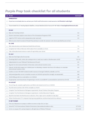 Purple Prep Checklist - Fill Online, Printable, Fillable, Blank | pdfFiller