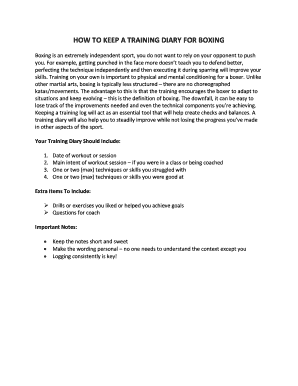 Fillable Online HOW TO KEEP A TRAINING DIARY FOR BOXING Fax Email Print ...