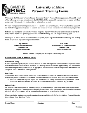 Fillable Online Personal Training Forms Fax Email Print - pdfFiller