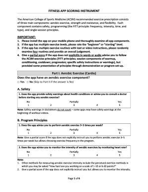 Fillable Online FITNESS APP SCORING INSTRUMENT Fax Email Print - pdfFiller