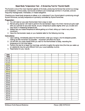 Fillable Online Basal Body Temperature Test A Screening Tool for ...