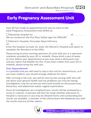 Fillable Online Early Pregnancy Assessment Unit Fax Email Print - pdfFiller