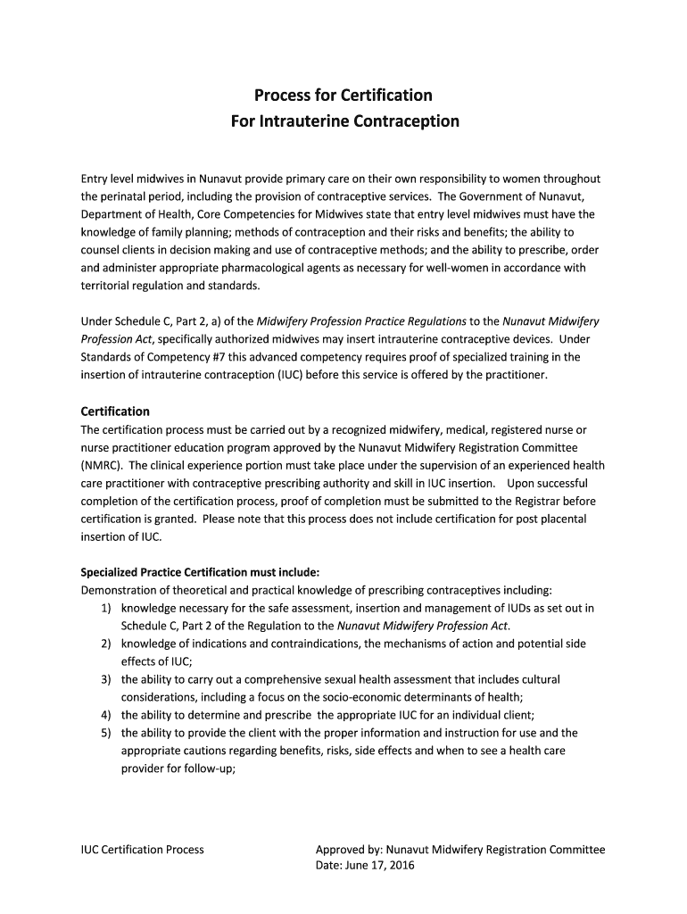 Fillable Online For Intrauterine Contraception Fax Email Print - pdfFiller