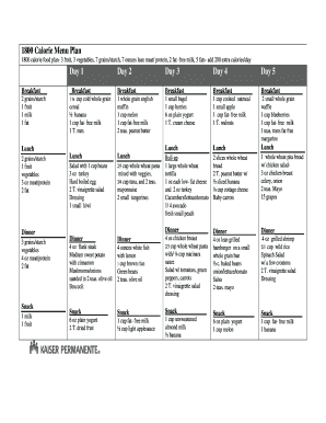 Menu 1800 Calories Pdf - Fill Online, Printable, Fillable, Blank ...