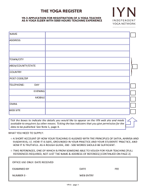 Fillable Online THE YOGA REGISTER Fax Email Print - pdfFiller