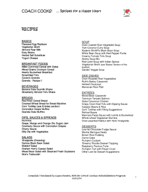 Fillable Online COACH COOKS Fax Email Print - pdfFiller