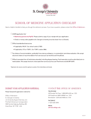 Fillable Online SCHOOL OF MEDICINE APPLICATION CHECKLIST Fax Email ...