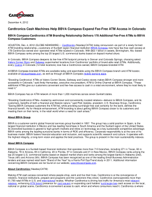 Fillable Online Cardtronics Cash Machines Help BBVA Compass Expand Fee ...
