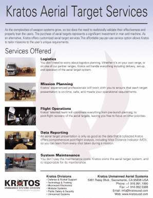 Fillable Online Kratos Aerial Target Services Fax Email Print - pdfFiller