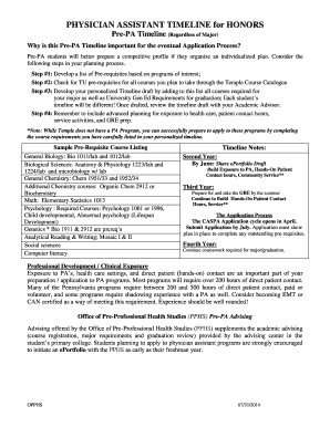 Fillable Online PHYSICIAN ASSISTANT TIMELINE for HONORS Fax Email Print ...