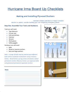 Fillable Online Hurricane Irma Board Up Checklists Fax Email Print ...