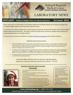 Fillable Online Pediatric Weight Chart for Blood Collection Fax Email ...