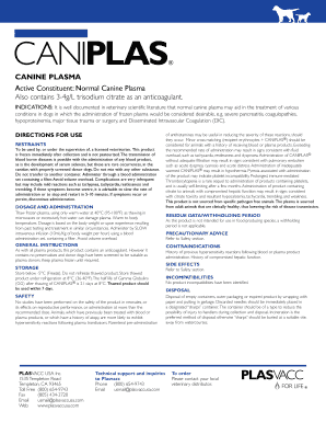 Fillable Online CANINE PLASMA Fax Email Print - pdfFiller