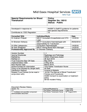 Fillable Online Special Requirements for Blood Fax Email Print - pdfFiller