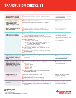 Fillable Online TRANSFUSION CHECKLIST Fax Email Print - pdfFiller