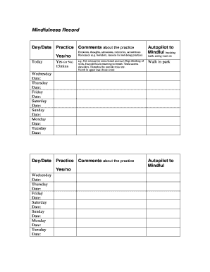 Fillable Online Mindfulness Record Fax Email Print - pdfFiller
