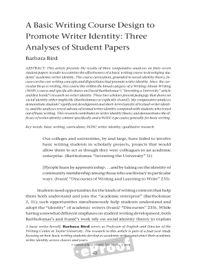 Fillable Online A Basic Writing Course Design to Promote Writer ...