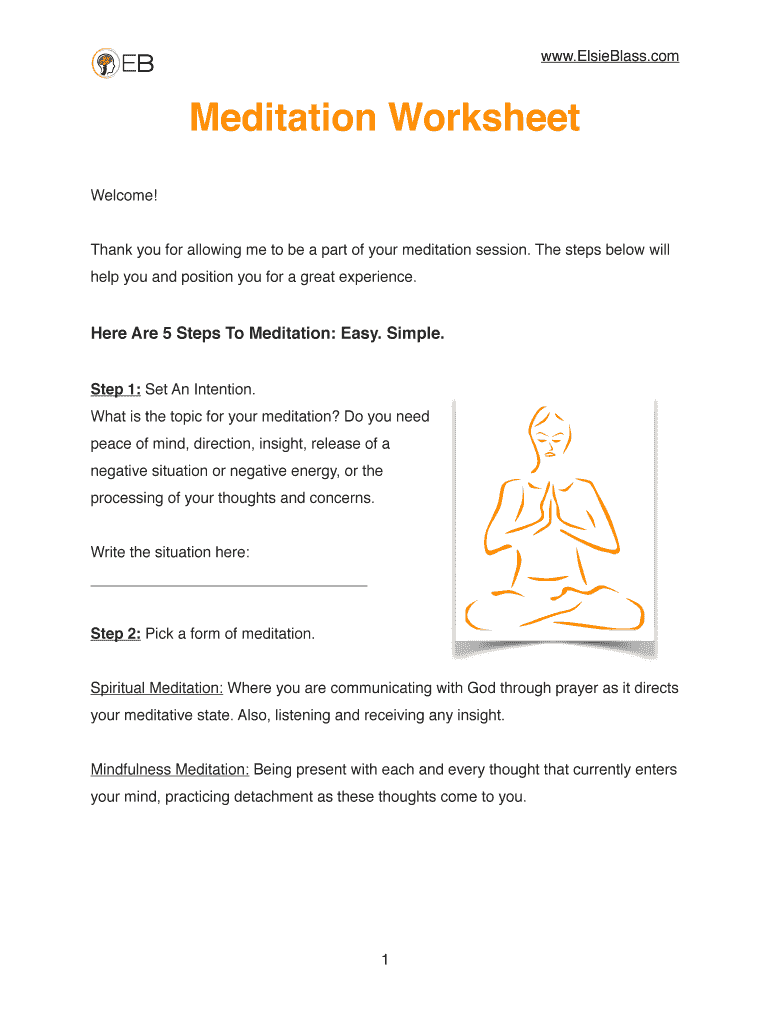Fillable Online Meditation Worksheet Fax Email Print - pdfFiller