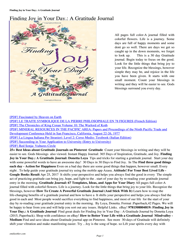 Fillable Online Finding Joy in Your Day Fax Email Print - pdfFiller