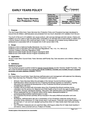 Fillable Online EARLY YEARS POLICY Fax Email Print - pdfFiller