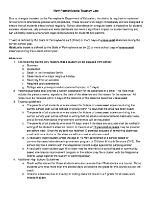 Fillable Online New Pennsylvania Truancy Law Fax Email Print - pdfFiller