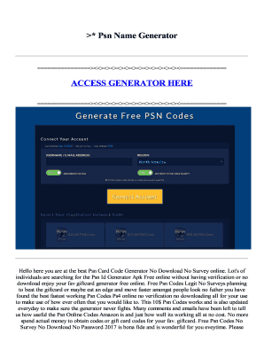 Fillable Online * Psn Name Generator Fax Email Print - pdfFiller