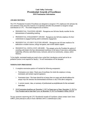 Fillable Online Presidential Awards of Excellence Fax Email Print ...