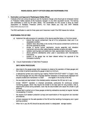 Fillable Online RADIOLOGICAL SAFETY OFFICER (RSO) AND RESPONSIBILITIES ...