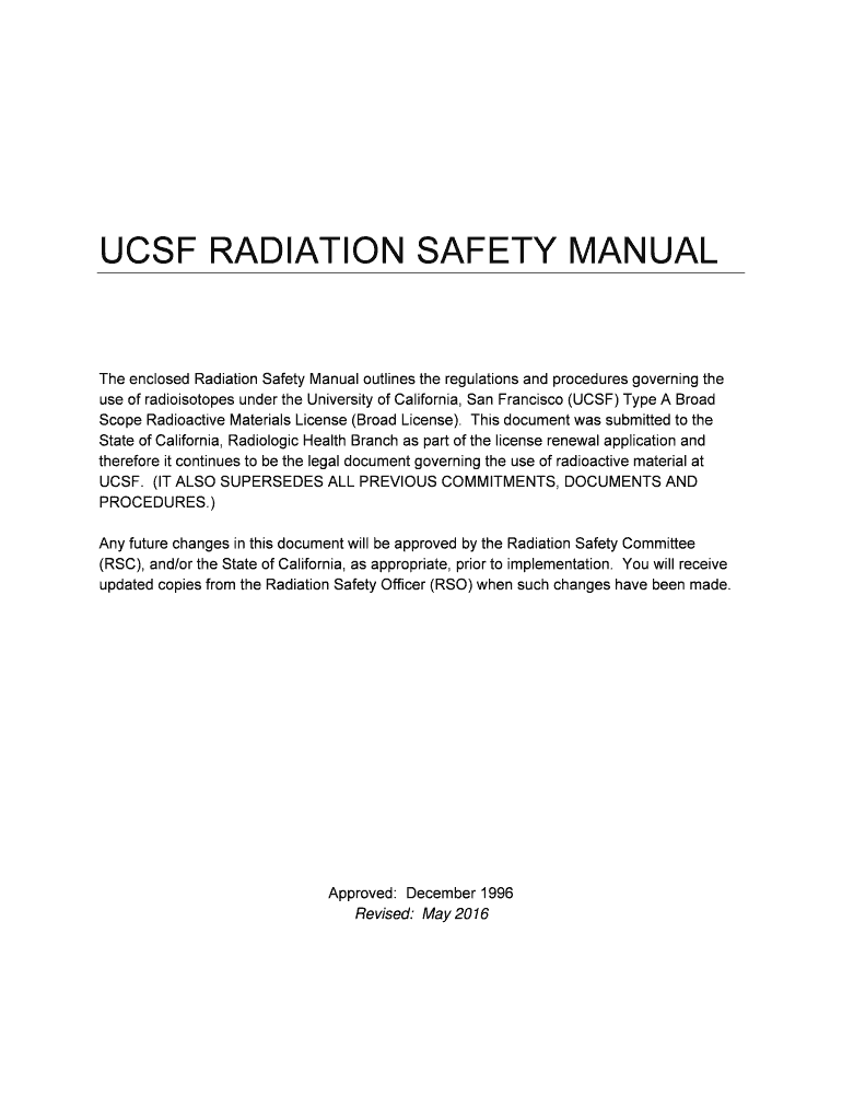 Fillable Online The enclosed Radiation Safety Manual outlines the ...