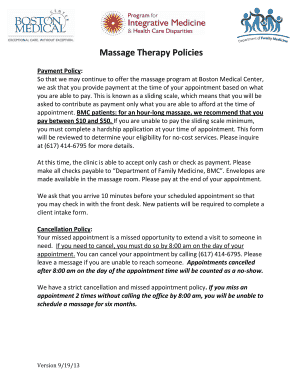Fillable Online Massage Therapy Policies Fax Email Print - pdfFiller