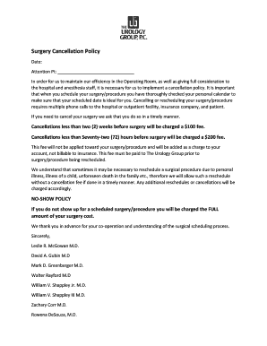 Fillable Online Surgery Cancellation Policy Fax Email Print - pdfFiller