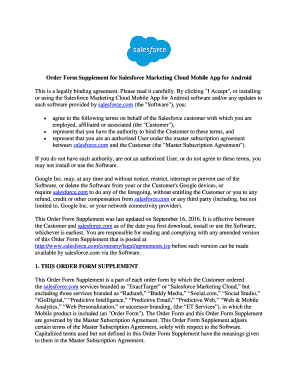 Fillable Online Order Form Supplement for Salesforce Marketing Cloud ...