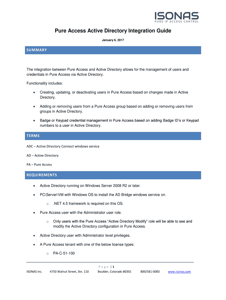 Fillable Online Pure Access Active Directory Integration Guide Fax ...