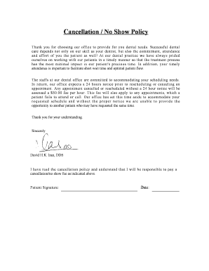 Fillable Online Cancellation / No Show Policy Fax Email Print - pdfFiller