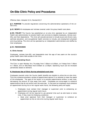 Fillable Online On-Site Clinic Policy and Procedures Fax Email Print ...