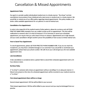 Fillable Online Cancellation & Missed Appointments Fax Email Print ...