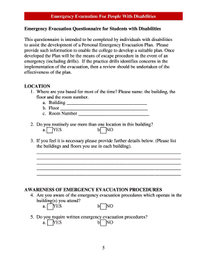 Fillable Online Emergency Evacuation For People With Disabilities Fax ...
