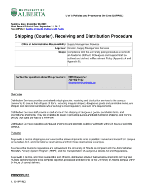 Fillable Online Shipping (Courier), Receiving and Distribution ...