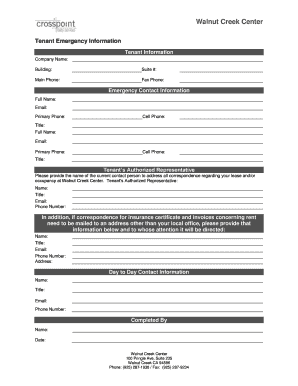 Fillable Online Tenant Emergency Information Fax Email Print - pdfFiller