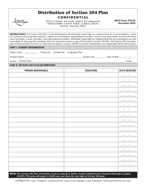 Fillable Online Distribution of Section 504 Plan Fax Email Print ...