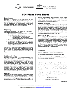 Fillable Online 504 Plans Fact Sheet Fax Email Print - pdfFiller
