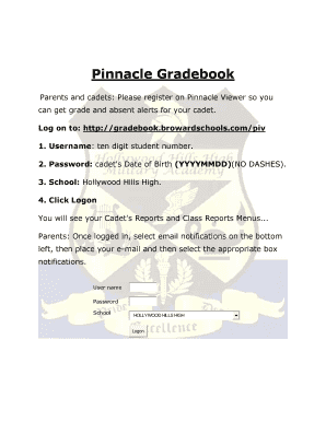 Fillable Online Pinnacle Gradebook Fax Email Print - pdfFiller