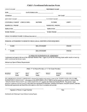 Fillable Online CHILDS NAME: PREFERRED NAME: Fax Email Print - pdfFiller