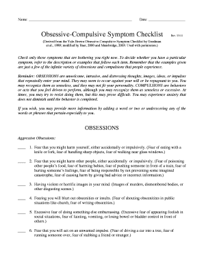 Fillable Online Obsessive-Compulsive Symptom Checklist Fax Email Print ...