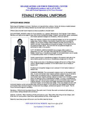 Fillable Online FEMALE FORMAL UNIFORMS Fax Email Print - pdfFiller
