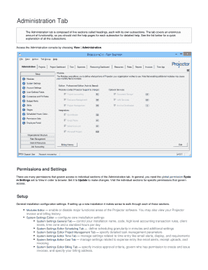 Fillable Online The Administration tab is composed of five sections ...