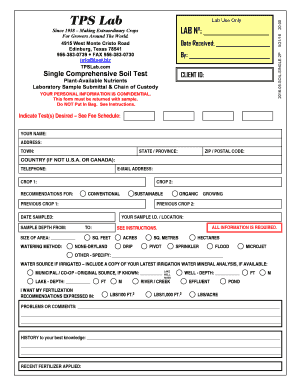 Fillable Online Single Comprehensive Soil Test Fax Email Print - pdfFiller