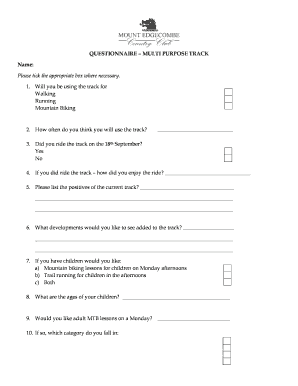 Fillable Online QUESTIONNAIRE MULTI PURPOSE TRACK Fax Email Print ...
