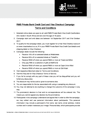 Fillable Online RMB Private Bank Credit Card and Visa Checkout Campaign ...